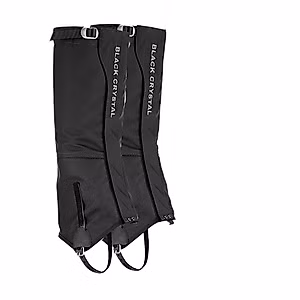 Black Crystal Ski Snow Gaiters Hiking Waterproof Breathable Nylon Men's Black Size Large