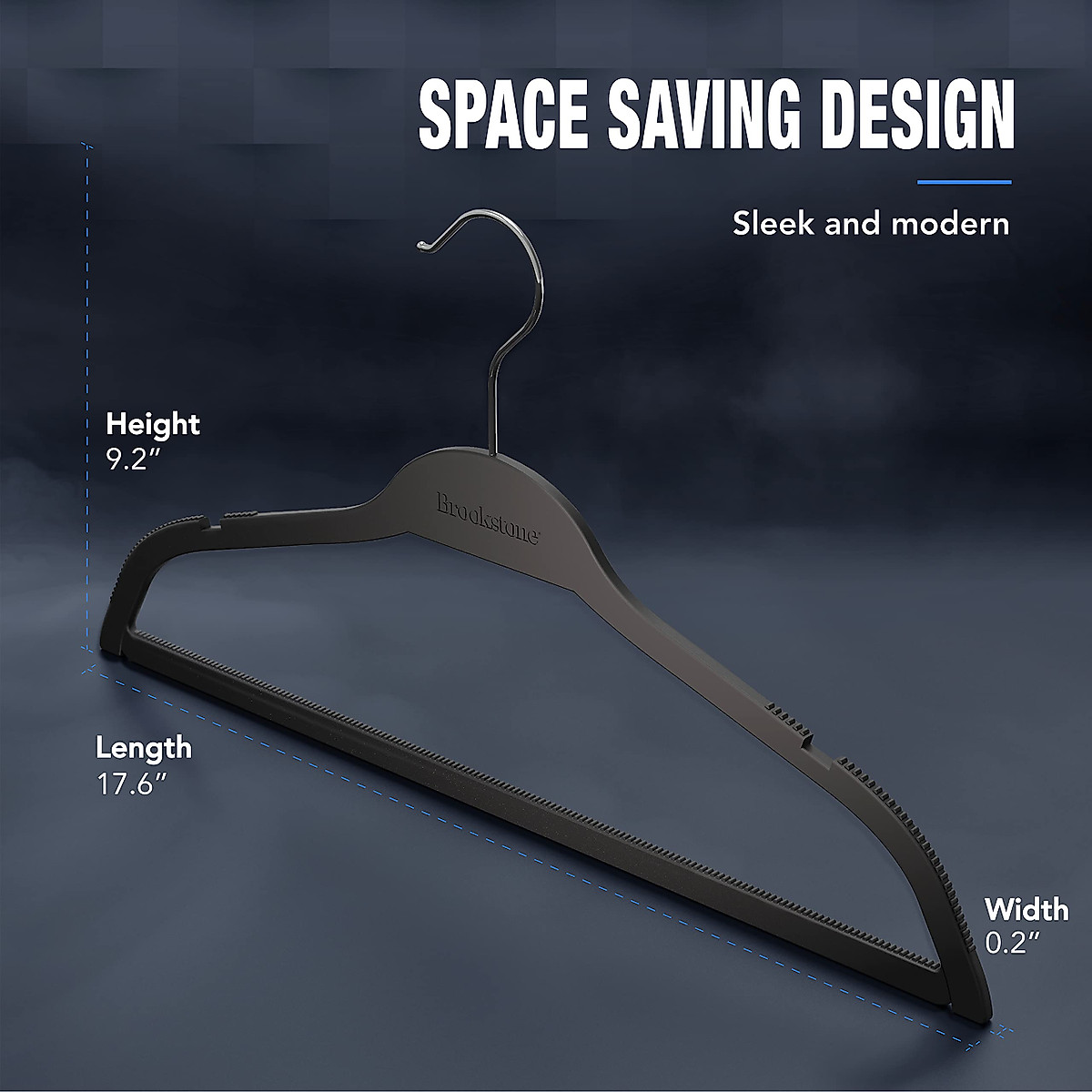 BROOKSTONE, 25 Pack [Non-Slip] 3D Rubberized Hangers, Ultra Slim Lightweight Design, Heavy-Duty, Won’t Stain Fabric, Swivel 360° Hook