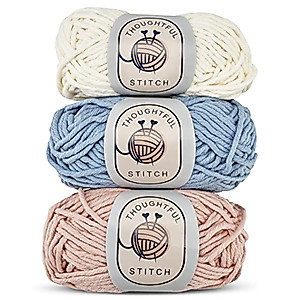 Knitting Kits for Beginners Adults – 6 Pcs Knitting Needle Set with 100% Cotton Yarn – Make Your Own Dishcloth Craft Kits for Adults – Includes Bamboo Knitting Needles and Yarn Needle – Fantastic Gift