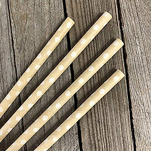 Kraft Brown Paper Straws - Polka Dot Drinking Straws - 7.75 Inches - 50 Pack Outside the Box Papers Brand