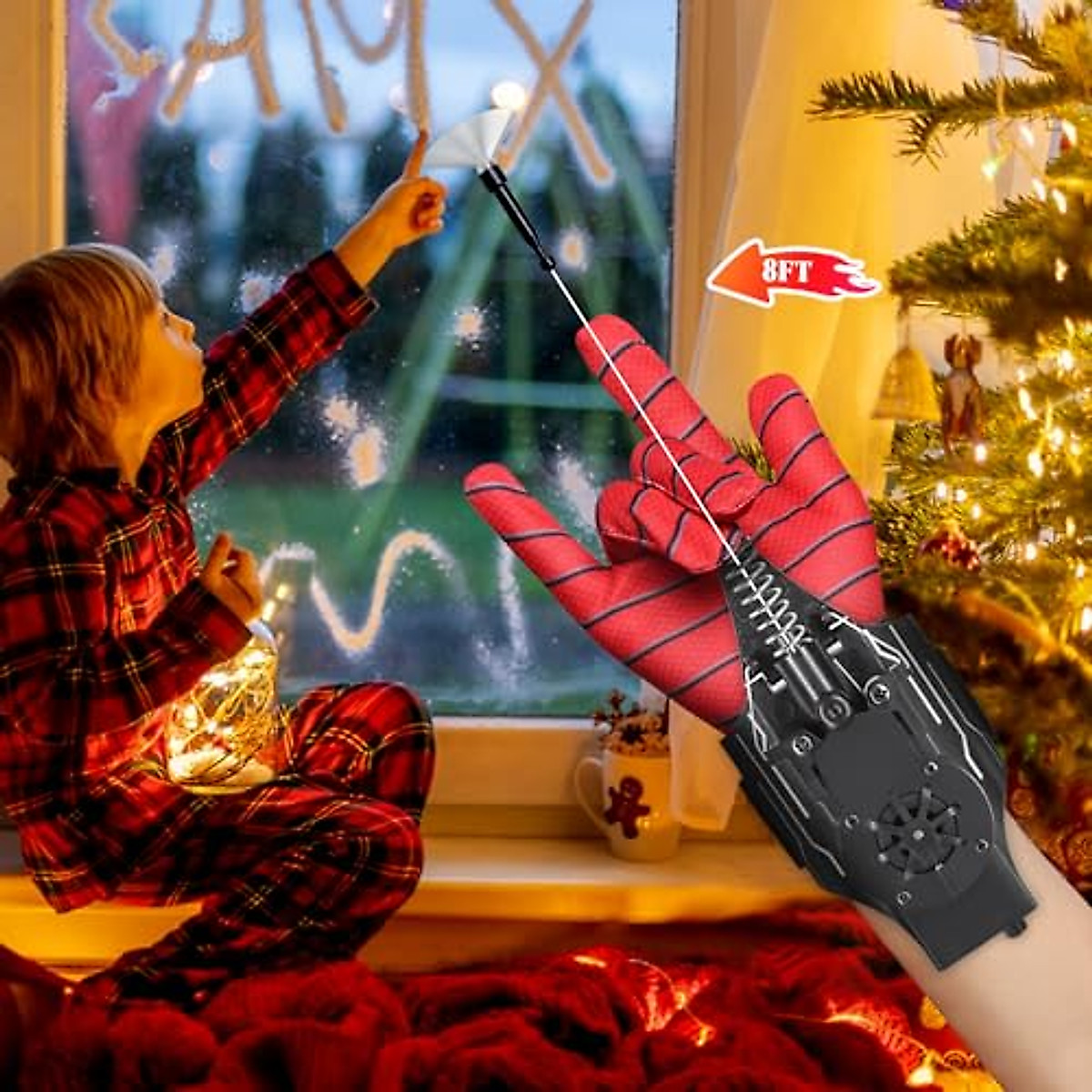 QHJIU Spider Web Shooter, Real Web Slinger That Actually Shoots for Kids, Cool Toy Things for Superhero Fans