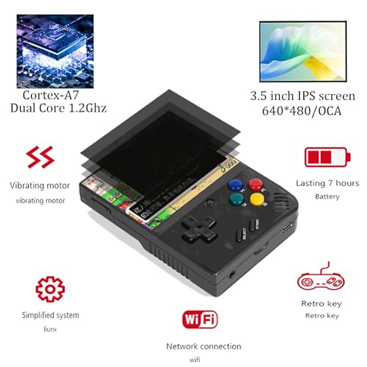 Miyoo Mini Plus White with 64G TF Card, 3.5 Inch IPS Game Console with Multi-emulators, Mini Retro Handheld Gifts for Children and Family, Nostalgic Game Machine Built in Games (White)
