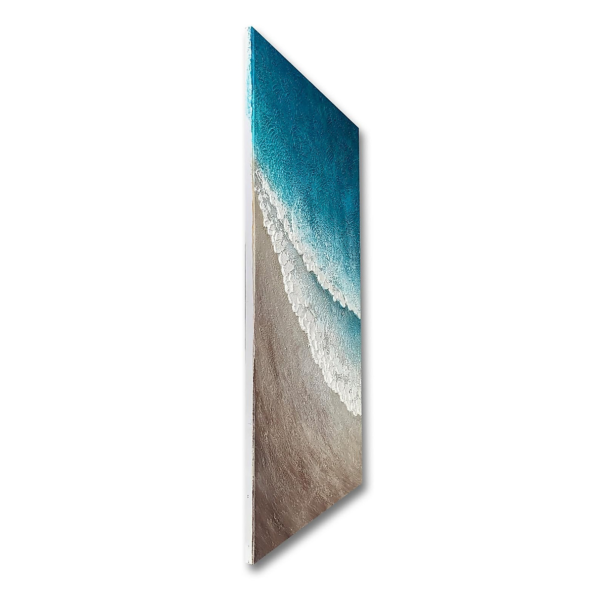 Blue Ocean Sea Wall Art Seaside Hand Painted Oil Painting on Canvas Large Beach Pictures Modern White Wave Artwork for Bedroom Home Office Decor