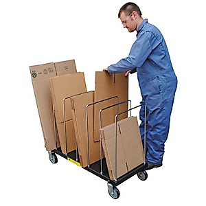 Vestil CTPT-1844-CK Steel Portable Carton Cart with Dividers 44 in. x 18 in. x 30 in. 400 Lb. Capacity Black