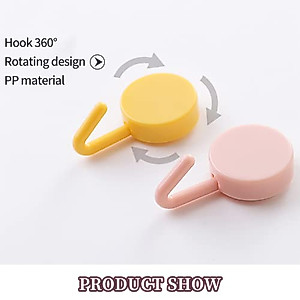 YihuiDurable 10 Pack of Non-Perforated 3m Hooks Adhesive Hooks Colorful Mini Cute Small Wall Bathroom Kitchen Waterproof Hooks (Blue+Yellow)