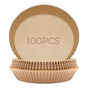 Air Fryer Liners - 100pcs Air Fryer liners Disposable | Heat Resistant, Oil-Proof & Water-proof Paper Parchment for Baking & Cooking | Food Grade Parchment for Air Fryer, Steamer, Microwave | 6.3”