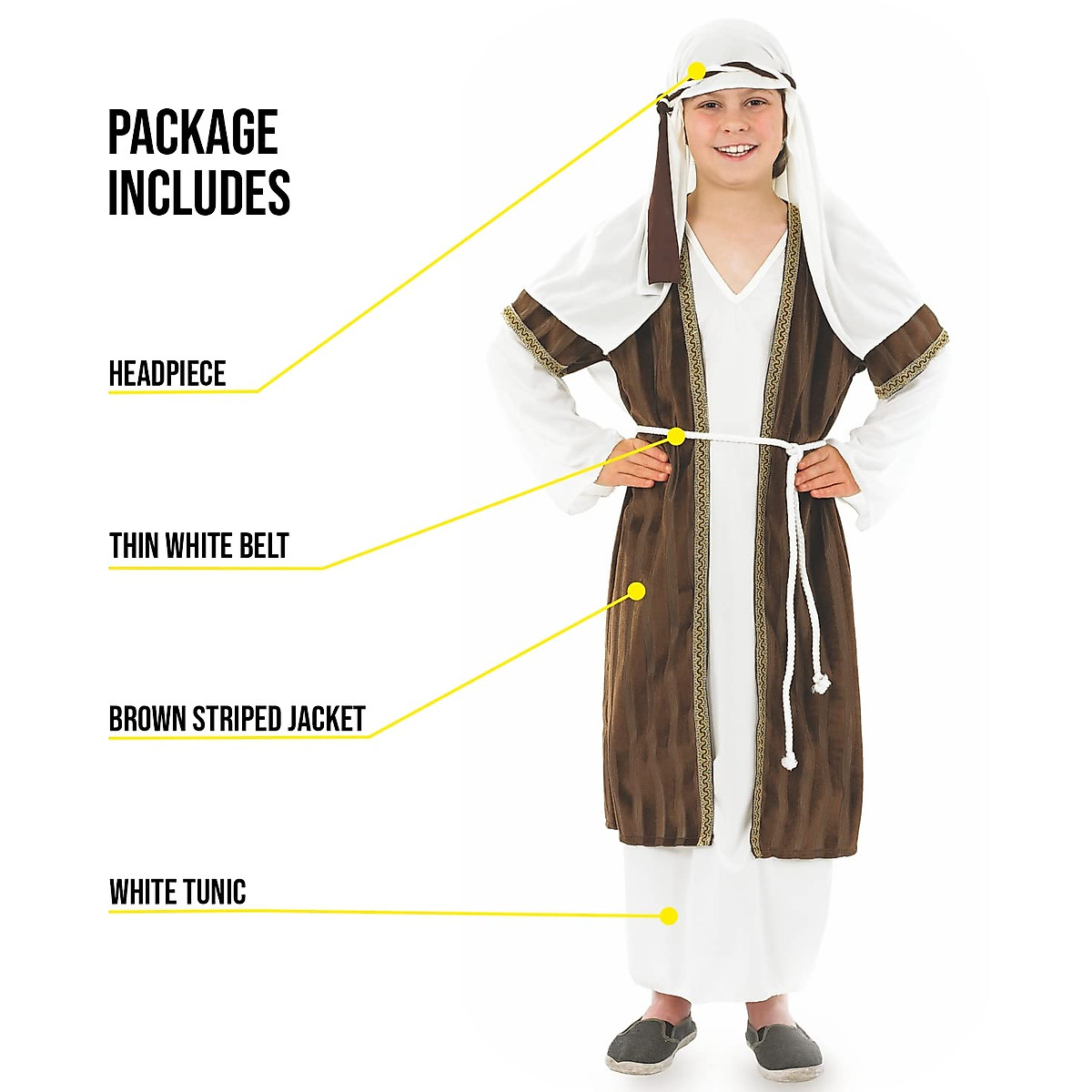 fun shack Boys Shepherd Costume for Kids, Joseph Costume for Boys, Shepherd Boy Outfit, Nativity Dress-Up, X-Large