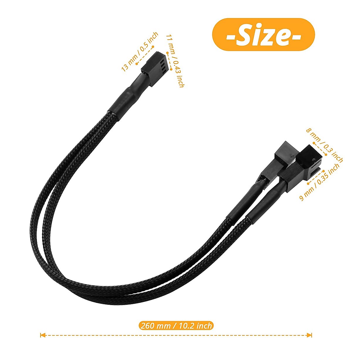 nutjam Black 4 Pin PWM Fan Splitter Cable,1 to 2 Converter, Fan Splitter Adapter for Desktop Computer CPU & Fan (2 Pack)