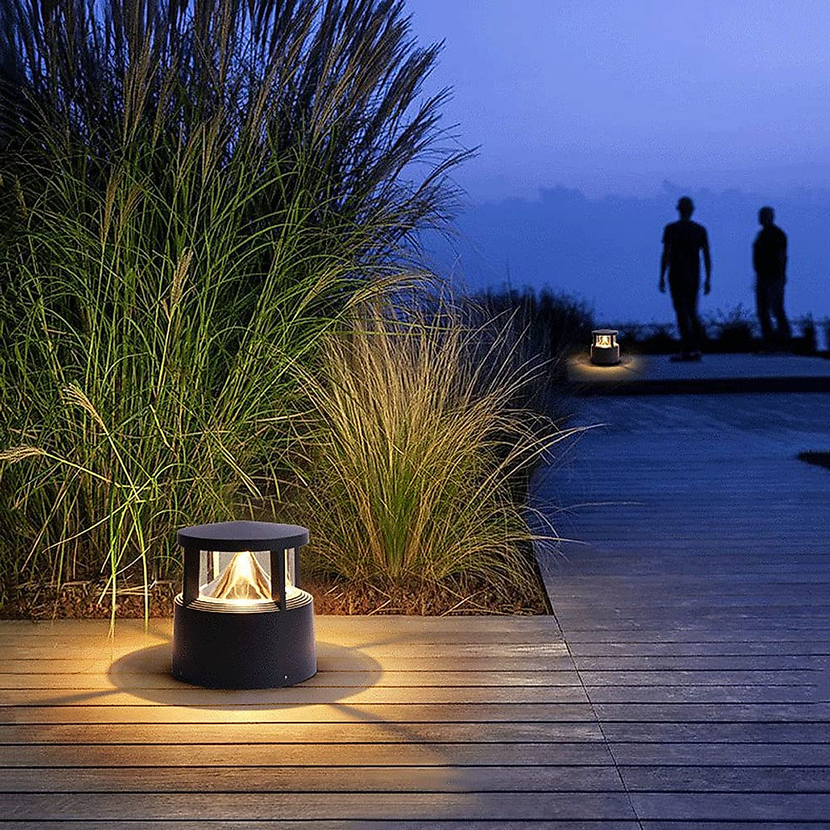 KAIKEA Black Cylindrical Post Light Fixture for Exterior House Porch LED Patio Outside Deck Garage Yard Driveway Home Lawn Walkway Pillar Light Garden Landscape Pedestal Lamp Fixture