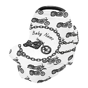 bliblisa Motorcycle Personalized Name Baby Car Seat Covers for Boys Girls, Infant Car Canopy Spring Autumn Winter, Car Seat Covers for Infant Car Seat bbcover-cc-#3 13.4X27.6X28.3 Inch
