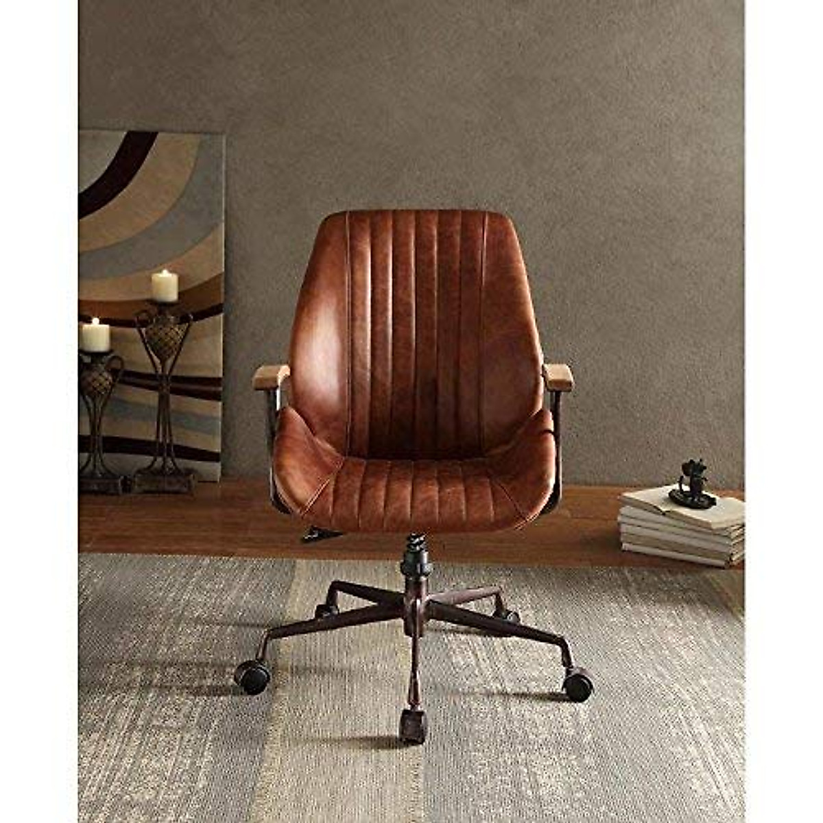 Acme Hamilton Top Grain Leather Office Chair, Cocoa Leather