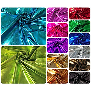 Metallic Shiny All Over Foil Stretch Polyester Spandex Fabric by The Yard (Emerald)