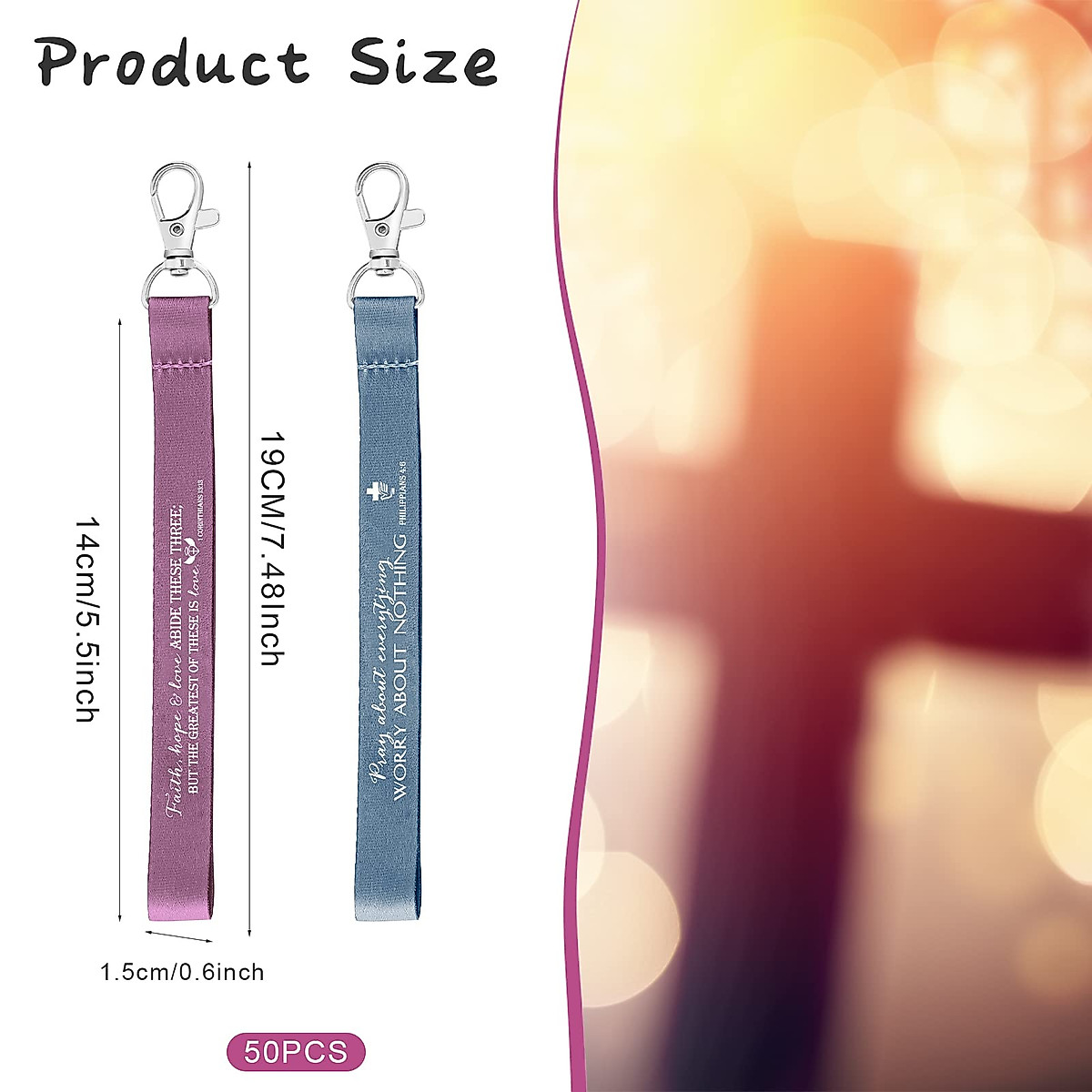 Inbagi 50 Pieces Christian Bible Verse Religious Biblical Keychain Bulk Fathers Day Gift for Men Church Favors(Fresh Colors)