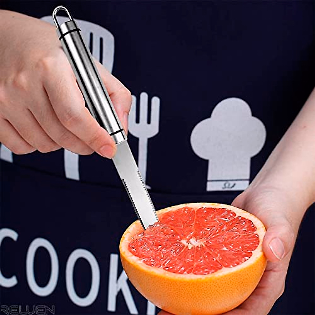 Reluen Stainless Steel Grapefruit Knife Curved Knife - Grapefruit Knife Curved Serrated Bread Knife Kitchen Knifes Small Knives Fruit Knife Stainless Steel Chef Kitchen Knife Curved Carving Tool