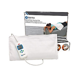 BodyMed Digital Moist Heating Pad with Auto Shut Off Heating Pad for Neck, Shoulder, Back and Muscle Discomfort Relief - 14 in. x 7 Inch, White