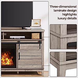 Yaheetech TV Stand with Sliding Barn Doors, Farmhouse TV Stand for TVs up to 65 Inch, Mid Century Media Entertainment Center for Living Room, 32.5 in H, Gray
