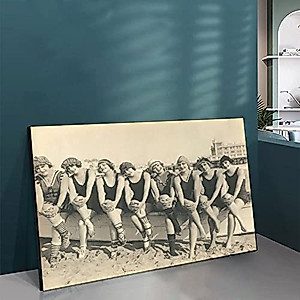 AAHARYA Retro Swimsuit Girl Print Retro Beach Fashion Girl Art Poster Canvas Painting Wall Art Poster for Bedroom Living Room Decor 8x10inch(20x26cm) Frame-style