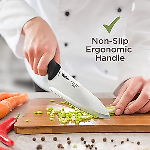 Mueller Professional Chef Knife, 8" Sharp Stainless Steel Kitchen Knife with Ergonomic Handle, Chopping Knife for Meat, Vegetables