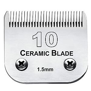 10 Blade Dog Grooming Clipper Replacement Blades Compatible with Andis/Wahl / Oster Dog Clippers,Detachable Ceramic Blade & Stainless Steel Blade,Size-10, 1/16-Inch Cut Length (64315)