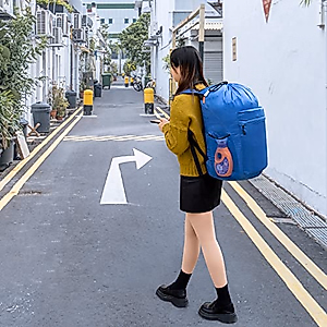 Backpack Laundry Bag with Adjustable Padded Shoulder Straps, Drawstring Closure and Multi Pockets, Durable Laundry Backpack for Laundromat, College, Travel, Camp, Apartment (Blue)