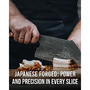 The Cooking Guild Serbian Cleaver Knife - 7.8 Inches - Grizzly Series - Japanese High Carbon Stainless Steel Butcher Knife - Rosewood Handle Meat Cleaver Knife