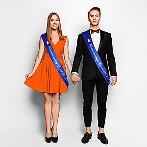 Jexine 12 Packs Homecoming Court Sash 2023 72 Inches x 4 Inches Blue and White Satin Homecoming Sash for King High School Dance Queen Graduation Party Accessories