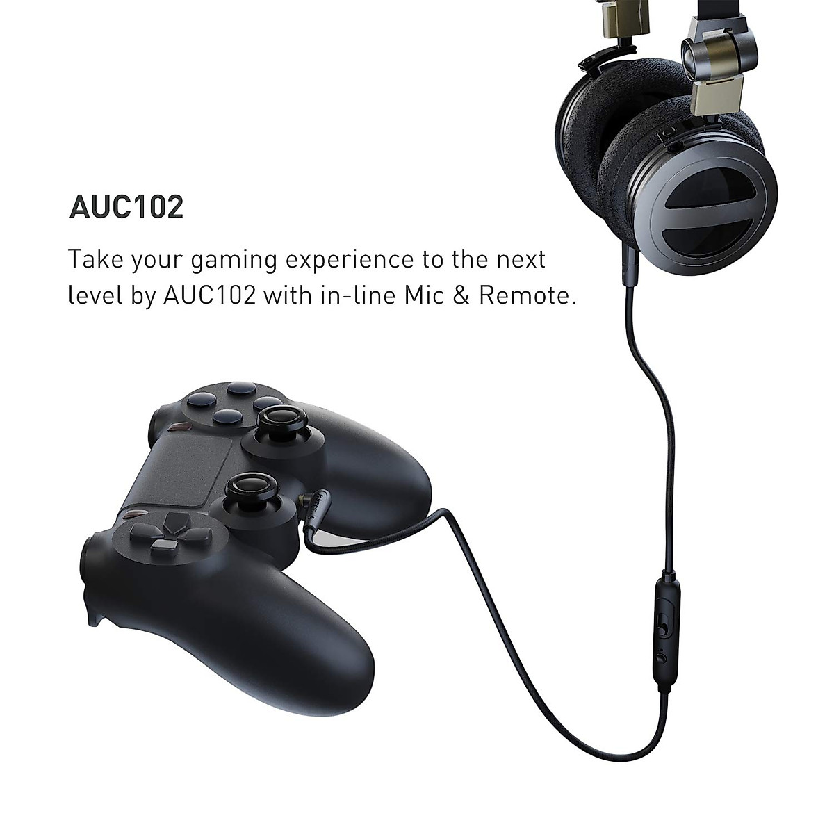 Aux Cord 3.5mm 1.5m/4.9ft with Mic and Volume Control Audio Cable to Connect Gaming Headphones with Xbox/PlayStation, Male to Male Replacement Cord for Music and Voice Streaming for Mobile Phones