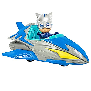 PJ Masks Save the Sky Cat-Car, Cat-Boy Figure and Vehicle, Blue, Kids Toys for Ages 3 Up by Just Play