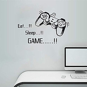 SITAKE Game Themed Wall Stikcers Decor, EAT Sleep Game Controller Gaming Quotes for Boys Men, Kids Wall Decor and Wall Stickers for Playroom, 20.9 x 33.9 Inch