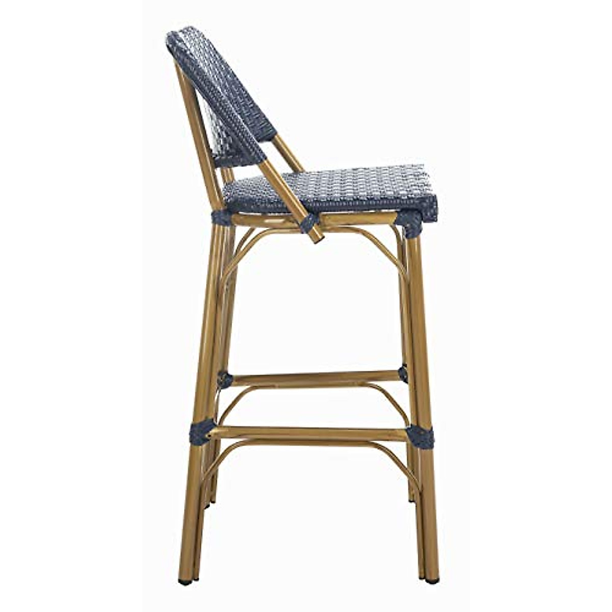 Safavieh Home Collection Deltana Navy Rattan Indoor/Outdoor Bar Stool,