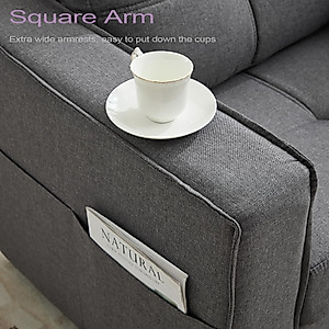 TYBOATLE Accent Chair, 38.58" W Mid-Century Modern Linen Fabric Tufted Living Room Chair, Comfy Upholstered Reading Club Arm Chairs for Living Room, Bedroom, Office (Dark Grey)