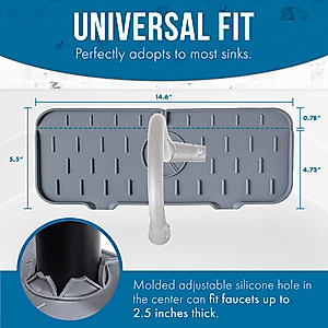 Kitchen Faucet Mat - Silicone Sink Faucet Mat Non Absorbent and Easy to Clean - Washable Faucet Mat for Kitchen Sink Drip Catcher - Splash Guard for Dish Water Drops - Long Sinkmat Protector Tray Pad