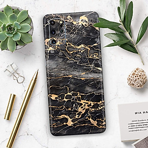 DesignSkinz Black and Gold Marble Surface Protective Vinyl Decal Wrap Skin Cover Compatible with The Samsung Galaxy S20 (Screen Trim & Back Glass Skin)