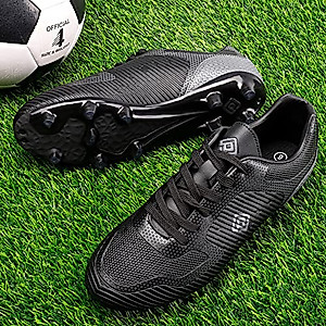 DREAM PAIRS Mens Firm Ground Soccer Cleats Soccer Shoes, Black/Grey - 9.5 (Superflight-2)