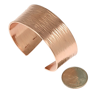 John S. Brana 1 Inch Wide Bark Copper Cuff Bracelet Handmade Jewelry - 100% Solid Uncoated Copper (8)