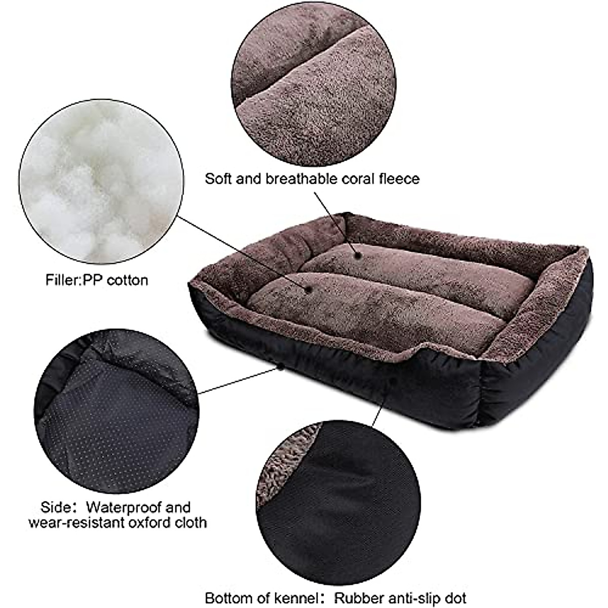 Utotol Dog Beds for Large Dogs, Washable Large Pet Dog Bed Sofa Firm Breathable Soft Couch for Jumbo Large Medium Small Puppies Cats Sleeping Orthopedic Dog Bed, Waterproof Non-Slip Bottom