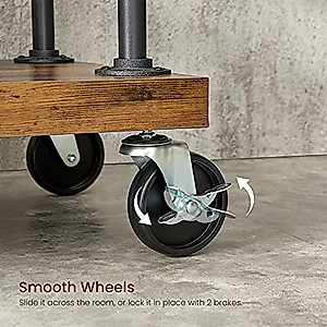 VASAGLE Clothes Rack, Clothing Garment Rack on Wheels, Rolling Clothes Organizer with 5-Tier, Industrial Pipe Style, Rustic Brown UHSR66BX