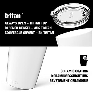 SIGG - Insulated Coffee Cup - Travel Mug Neso Pure Ceram - Dishwasher Safe - BPA Free - 18/8 Stainless Steel - White - 10 Oz