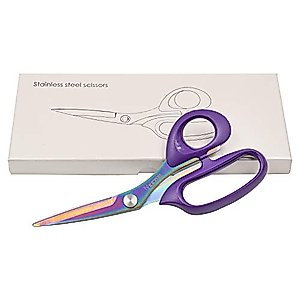 Ketuo Extra Sharp Sewing Scissors Heavy Duty Titanium Coating Forged Stainless Steel Multi-Purpose Shears for Fabric Leather, Dressmaking, Tailoring, Quilting, Home & Office, Art & School (8 Inch)