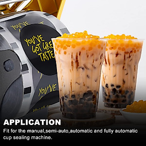 JIAWANSHUN Tea Cup Sealer Film Roll Cup Sealing Film PP Plastic Sealing Film 3000pcs Roll for Plastic Cup 90-105mm (3.55"- 4")