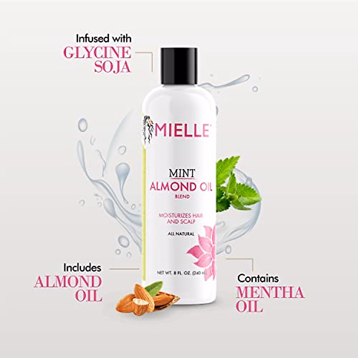 Mielle Organics Mint Almond Oil for Healthy Hair and Scalp, 8 Ounces