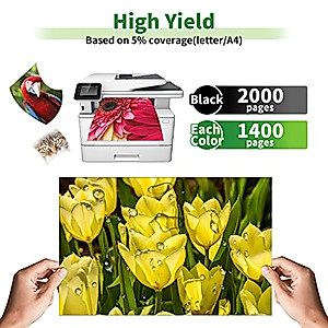 CAIRE Compatible Dell E525W E525DW E525 Toner Cartridge, Toner Cartridges Replacement for Dell E525W Color Laser Printer for 593-BBJX 593-BBJU 593-BBJV 593-BBJW (Black*2 Cyan Magenta Yellow, 5 Pack)