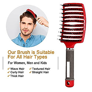 Hairstreaq Detangling Brush, Voremy Magical Brush Detangler, Girls Hair Brush, Vented Detangling Brush, Fast Drying Styling Massage Hairbrush for Women, Girls (Purple)