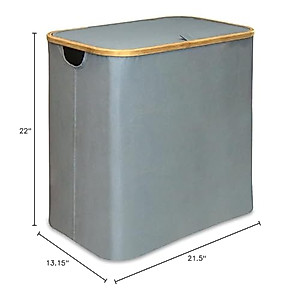 Oceanstar Double Soft Sided Laundry Hamper Sorter With Bamboo Rim Lid, Grey