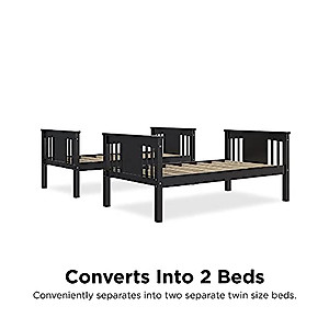 DHP Dorel Living Dylan Twin Wood Bed for Kids, Black Bunk