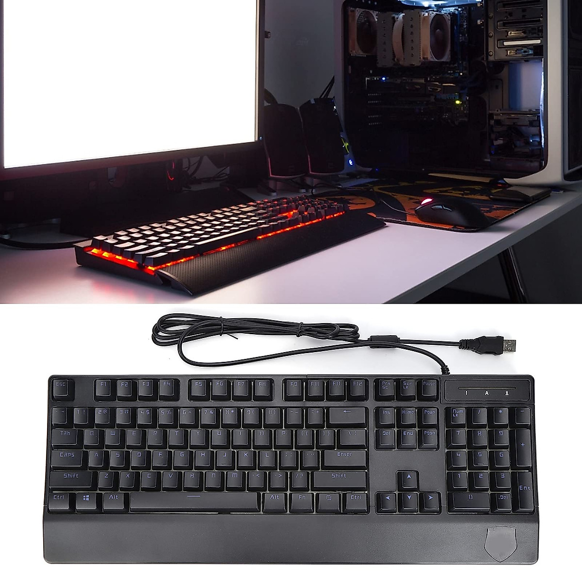 Goshyda Wired Gaming Keyboard,PC 104 Keys Mechanical Keyboard Durable USB Gaming Keyboard with Colorful Backlight,for Computer Notebook