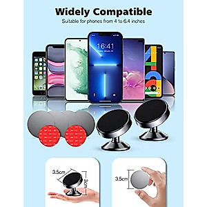 NIYEVN [2 Pack] Magnetic Phone Mount,[Upgrade Magnet] Magnetic Phone Holder for Car, Dashboard Phone Holder Mount 360 Adjustable,Car Mount for iPhone Samsung etc All Smartphones (Black)