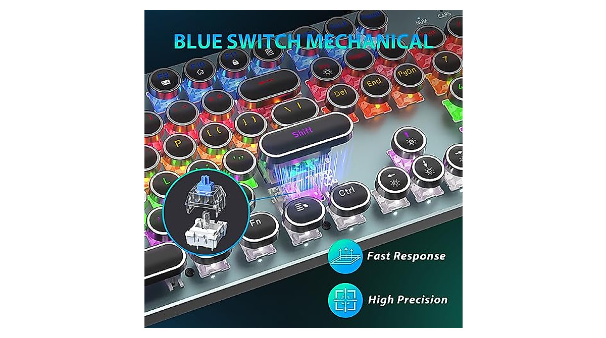 Retro Mechanical Gaming Keyboard & Mouse Combo - RGB