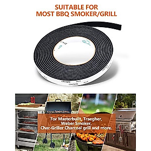 BAIPOK 1/2" x 1/8" High Temp Nomex BBQ Gasket Smoker Seal Self Stick Grill Tape 15 ft High Heat Smoker Gasket for Better Temp Control, Will Not Melt