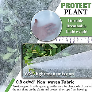 HORTIFAN Plant Covers Freeze Protection, 10FT x 50FT 0.9oz Reusable Floating Row Cover Plant Blankets Frost Cloth for Clod Winter Frost Sun Pest Protection